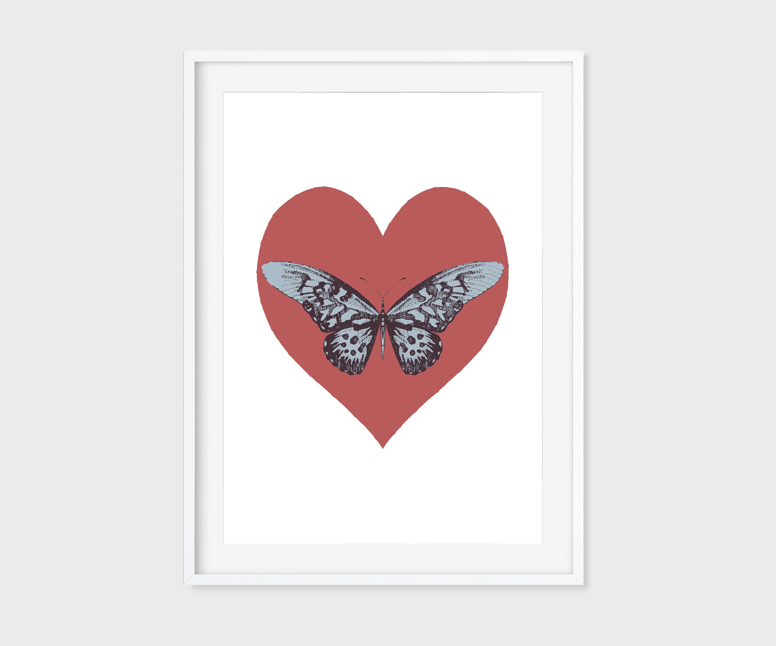 Butterfly Heart Prints Set of Prints Butterfly Heart | Etsy