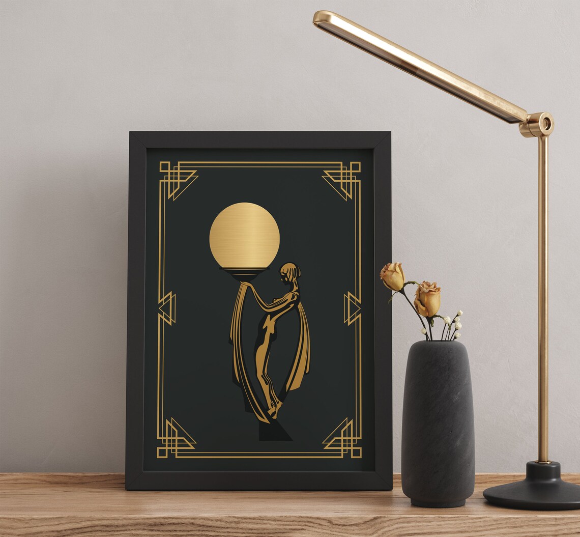 Art Deco Print, Black Print, Black Gold Print, Art Deco Wall Art, Art ...