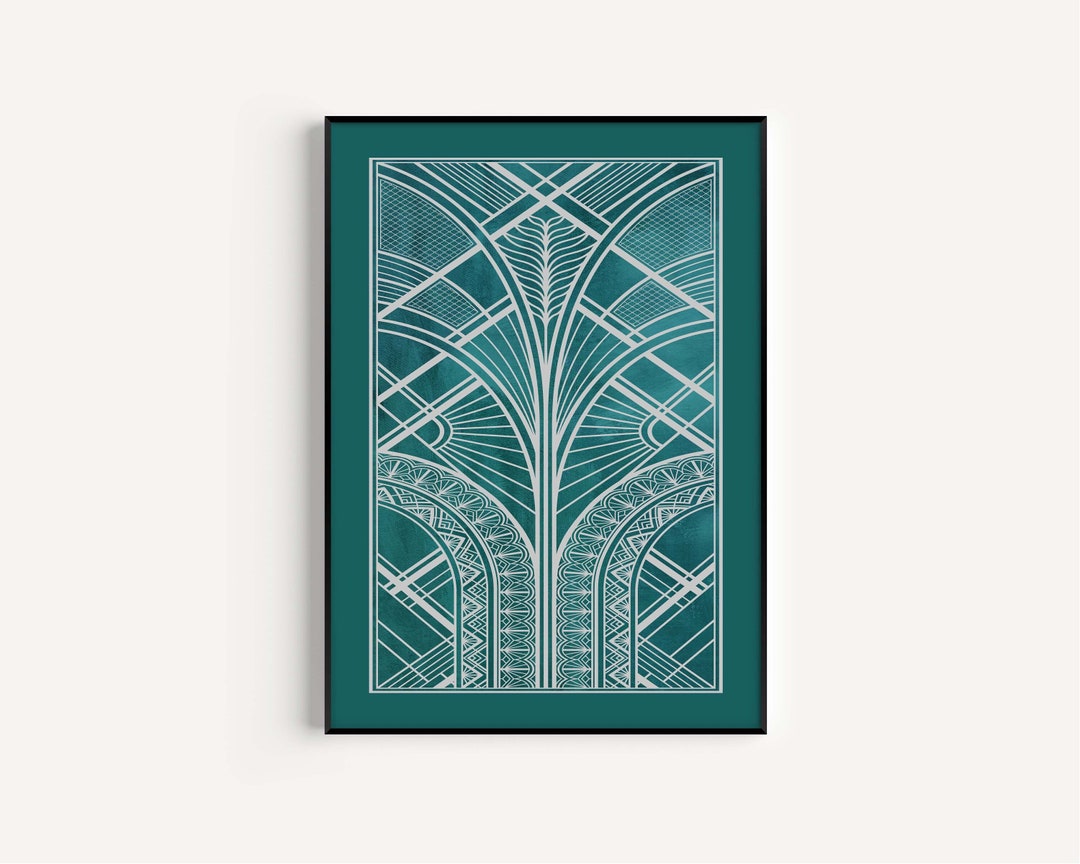 Art Deco Print, Art Deco Wall Art, Teal Print, Art Deco, Teal Art Deco ...