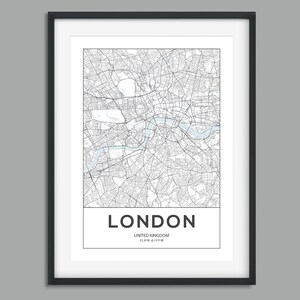 London Map Print, Wall Art, London Print, London Map Poster, London ...