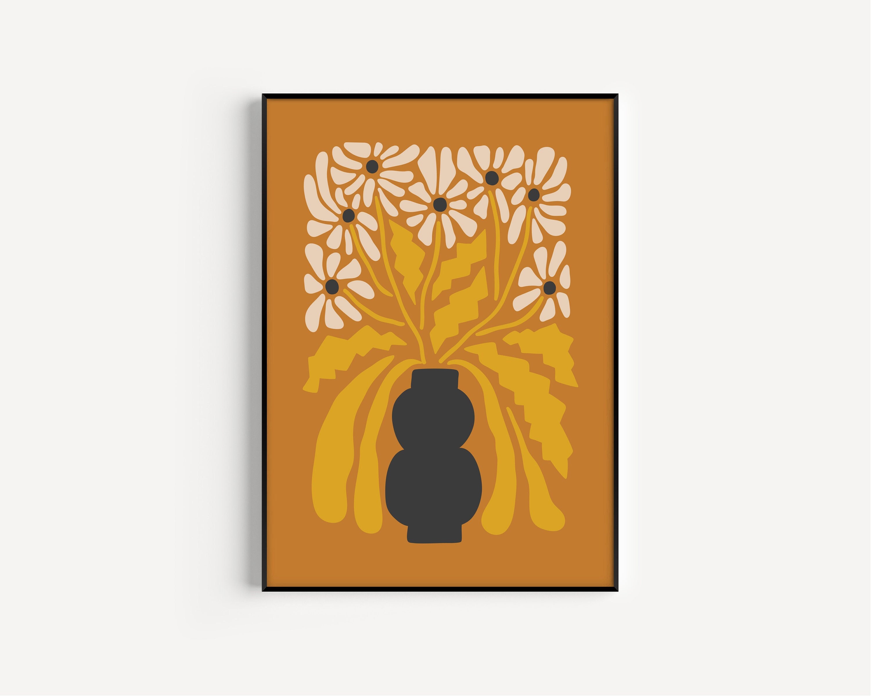Mid Century Modern Orange Print Wall Art Print Orange - Etsy UK