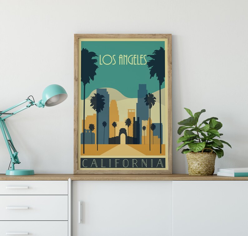 Los Angeles Poster Los Angeles Print Travel Print Wall Art - Etsy