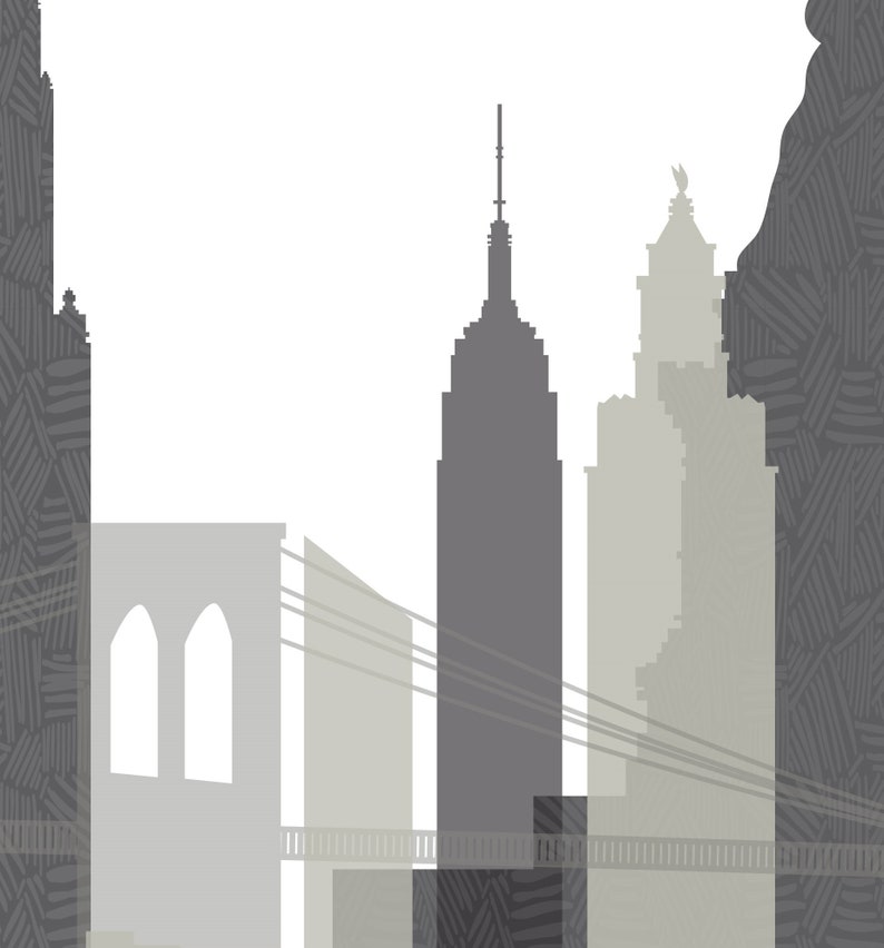 New York Print Grey Print New York Poster Grey Wall Art | Etsy
