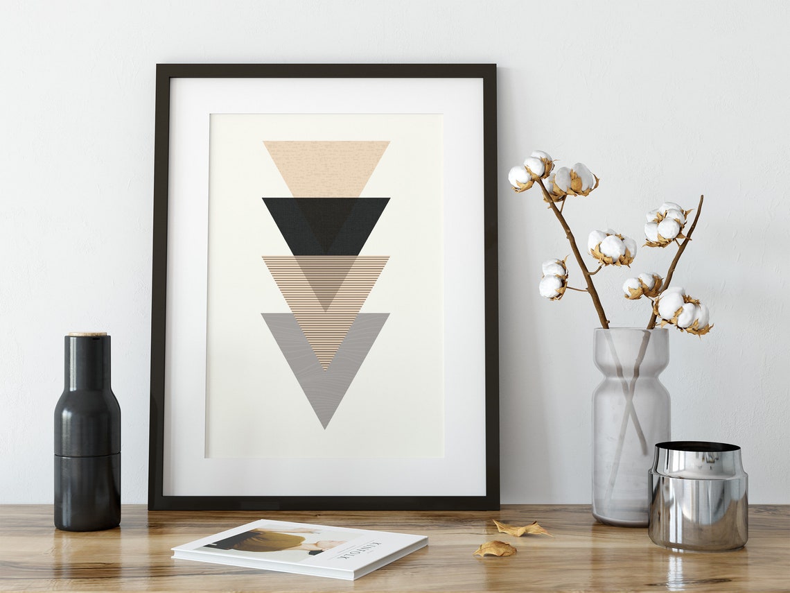 Geometric Print Wall Art Triangle Wall Art Prints | Etsy