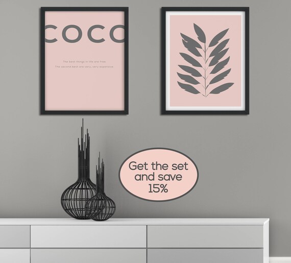 Set of Prints Pink Wall Art Minimalist Print Wall Art | Etsy