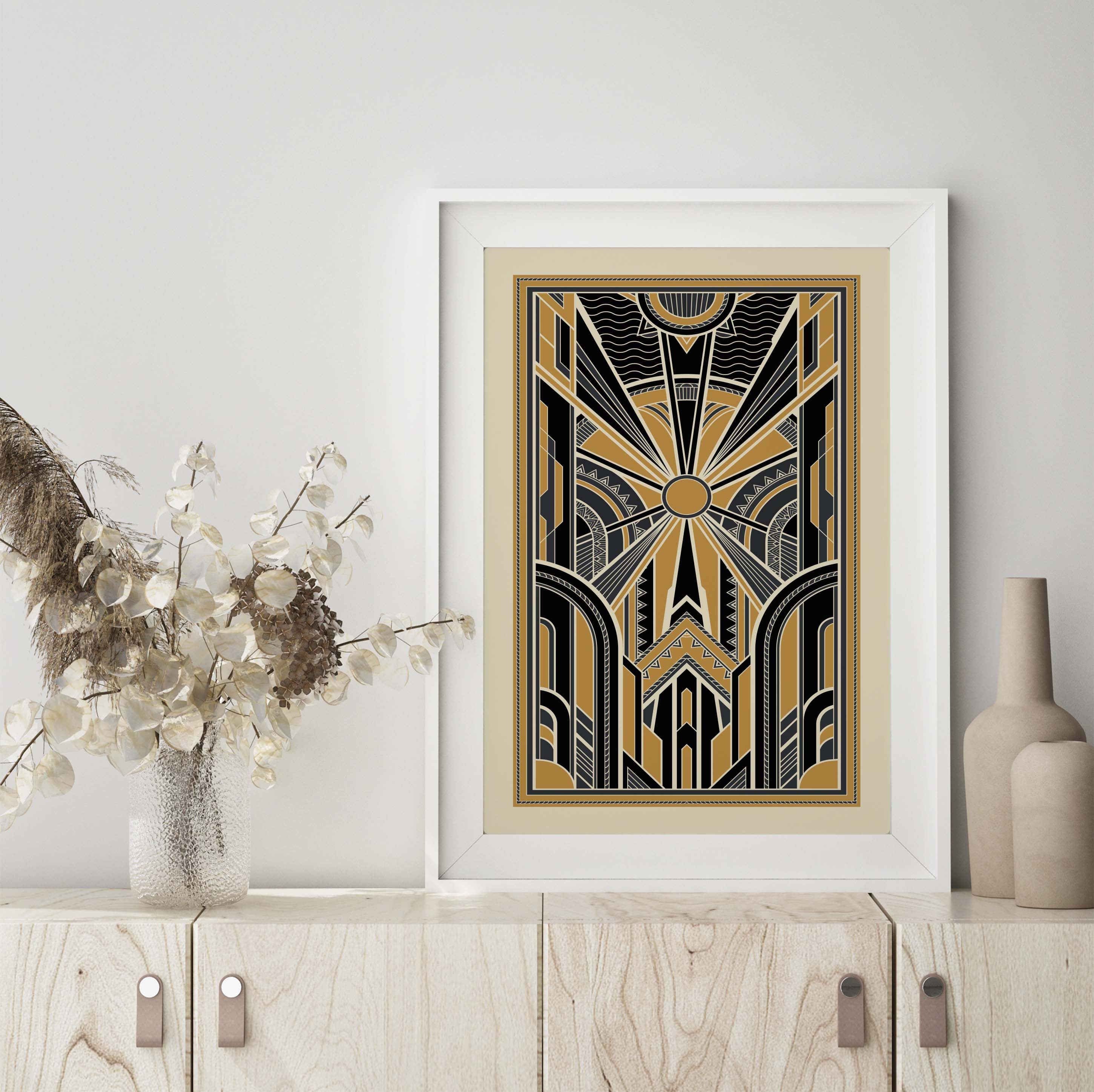 Art Deco Print, Art Deco Wall Art, Black Gold Print, Art Deco, Art Deco ...