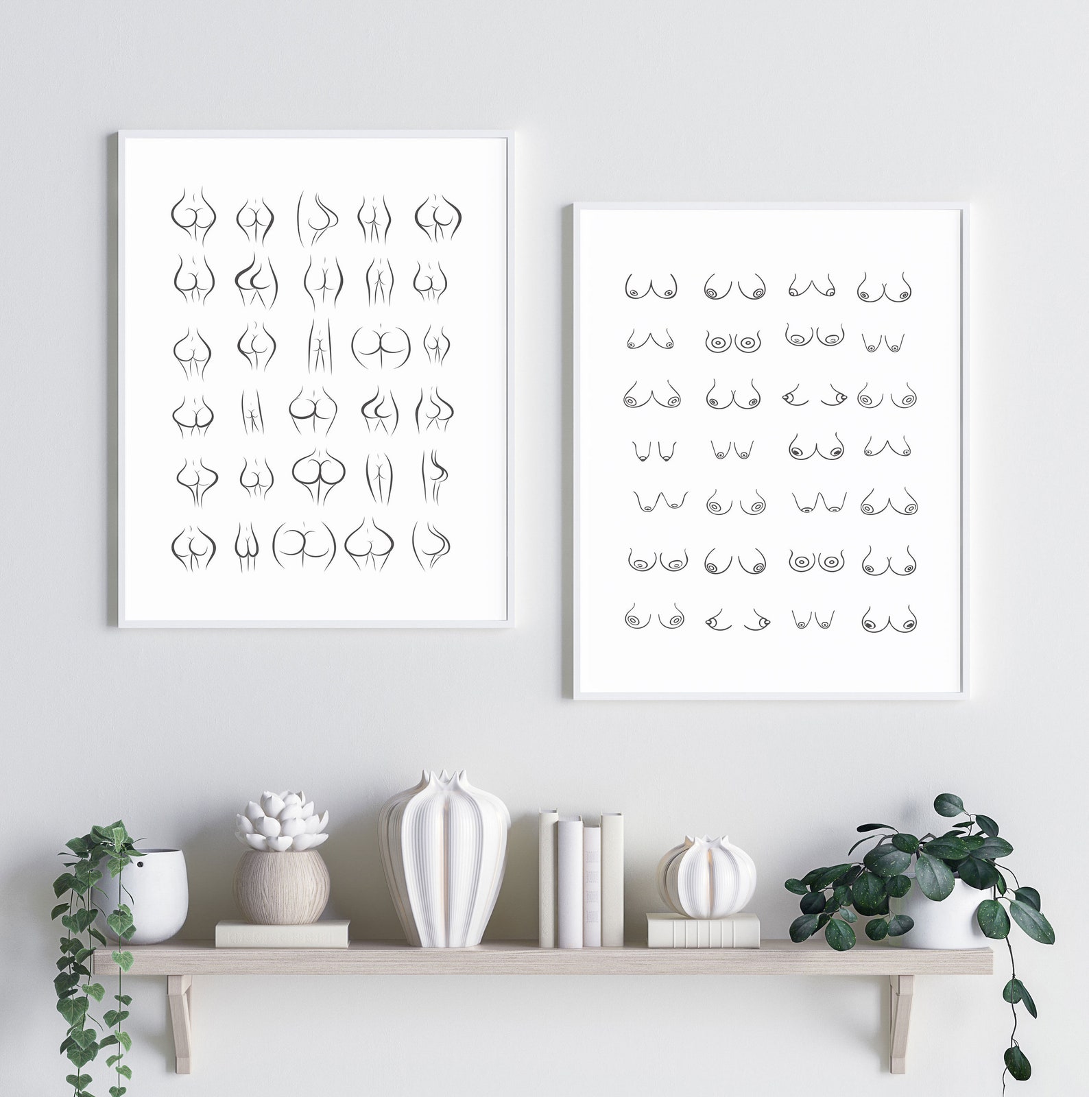 Set of Prints, Bum Print, Boobs Print, Bathroom Print, Body Positivity ...