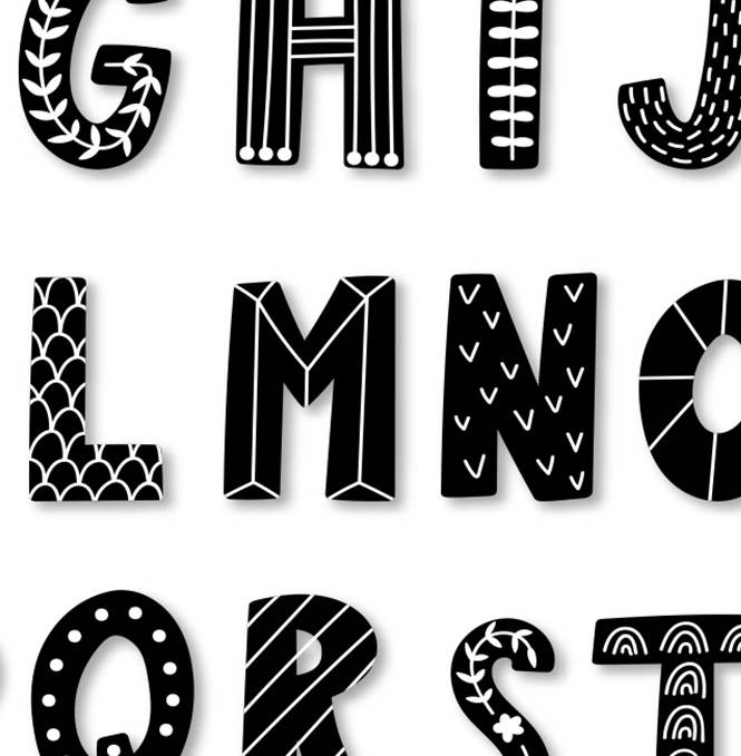 Alphabet Print Nursery Wall Art Nursery Print Black & | Etsy