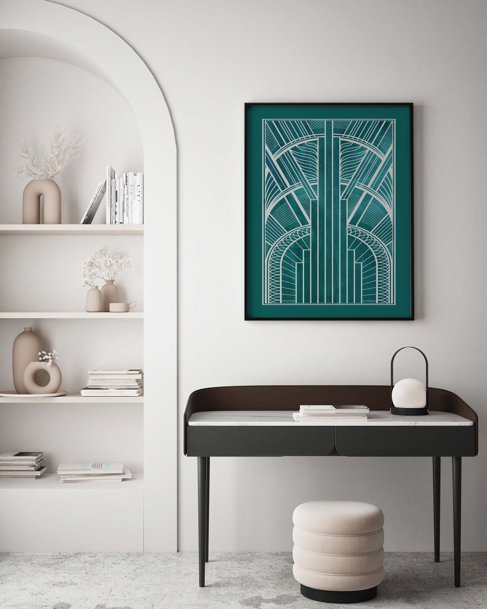 Art Deco Print, Teal Print, Teal Art Deco, Wall Art Print, Art Deco ...