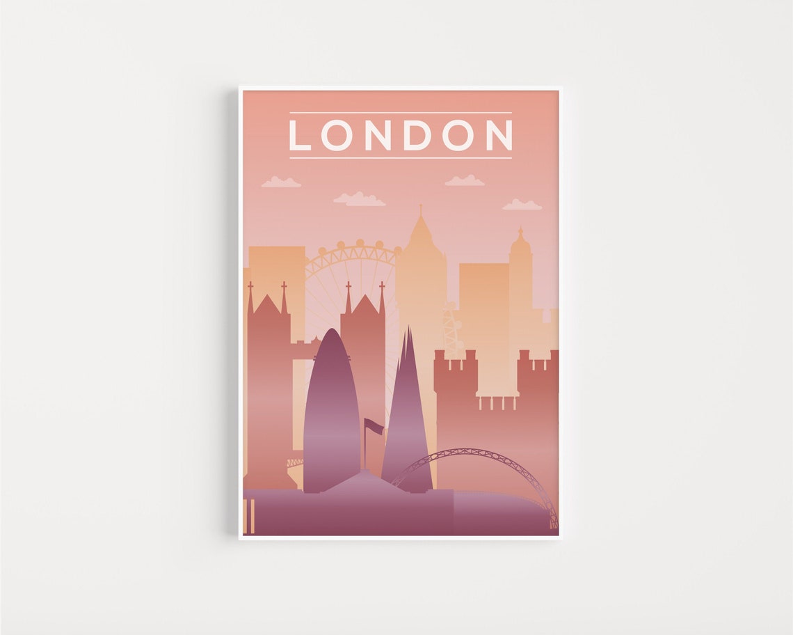 London City Poster Travel Print Wall Art Modern City | Etsy