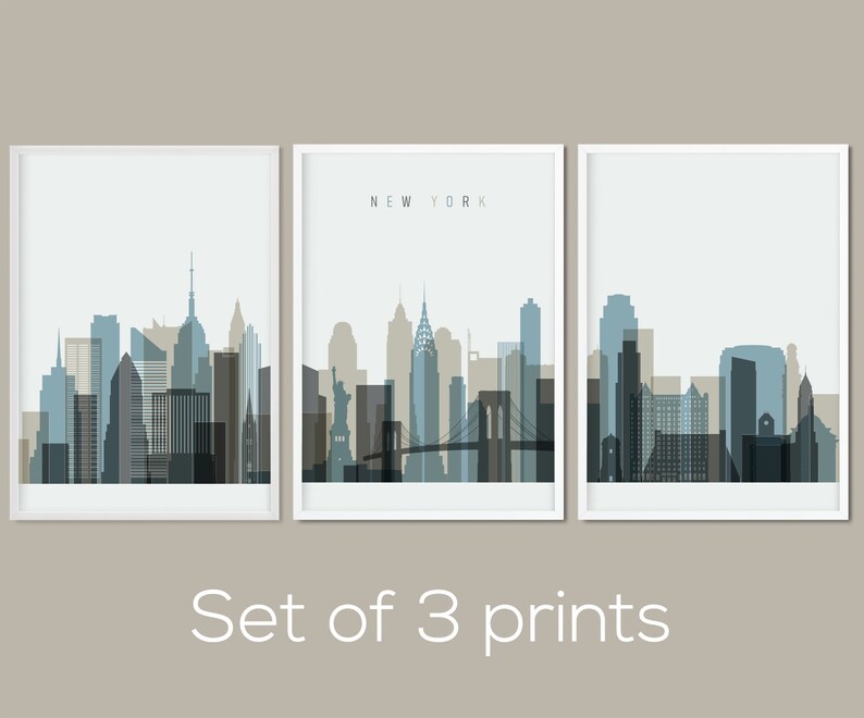 New York Print Set, Set of Prints, Travel Poster, New York Print, New ...