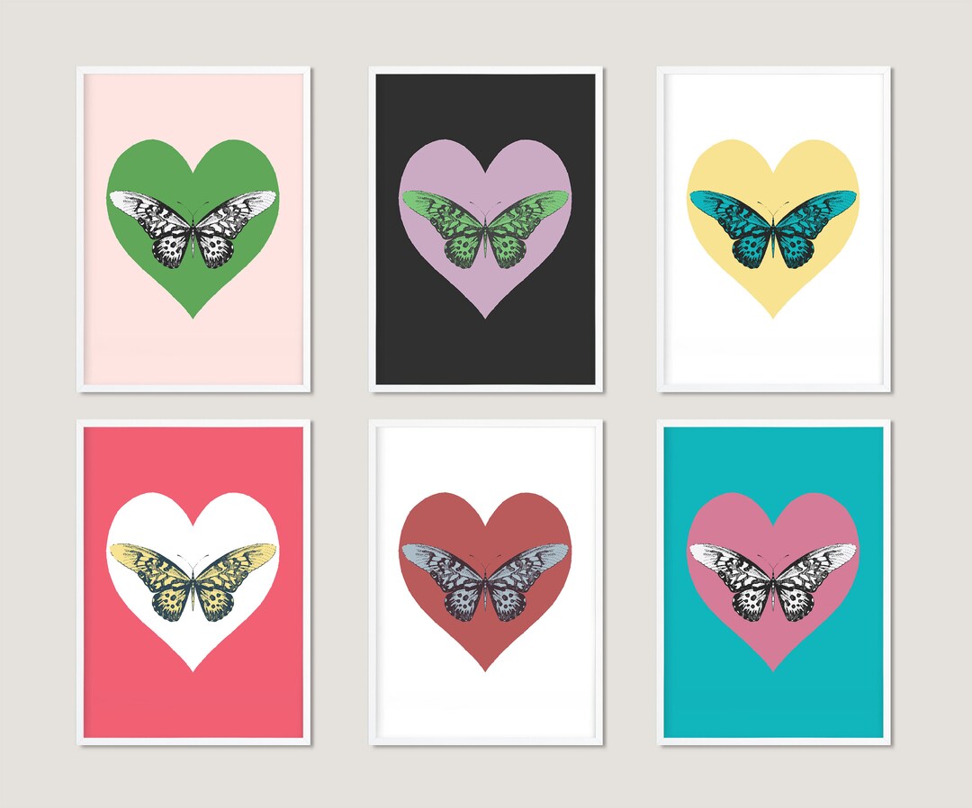 Butterfly Heart, Prints, Set of Prints, Butterfly, Heart, Print Set ...