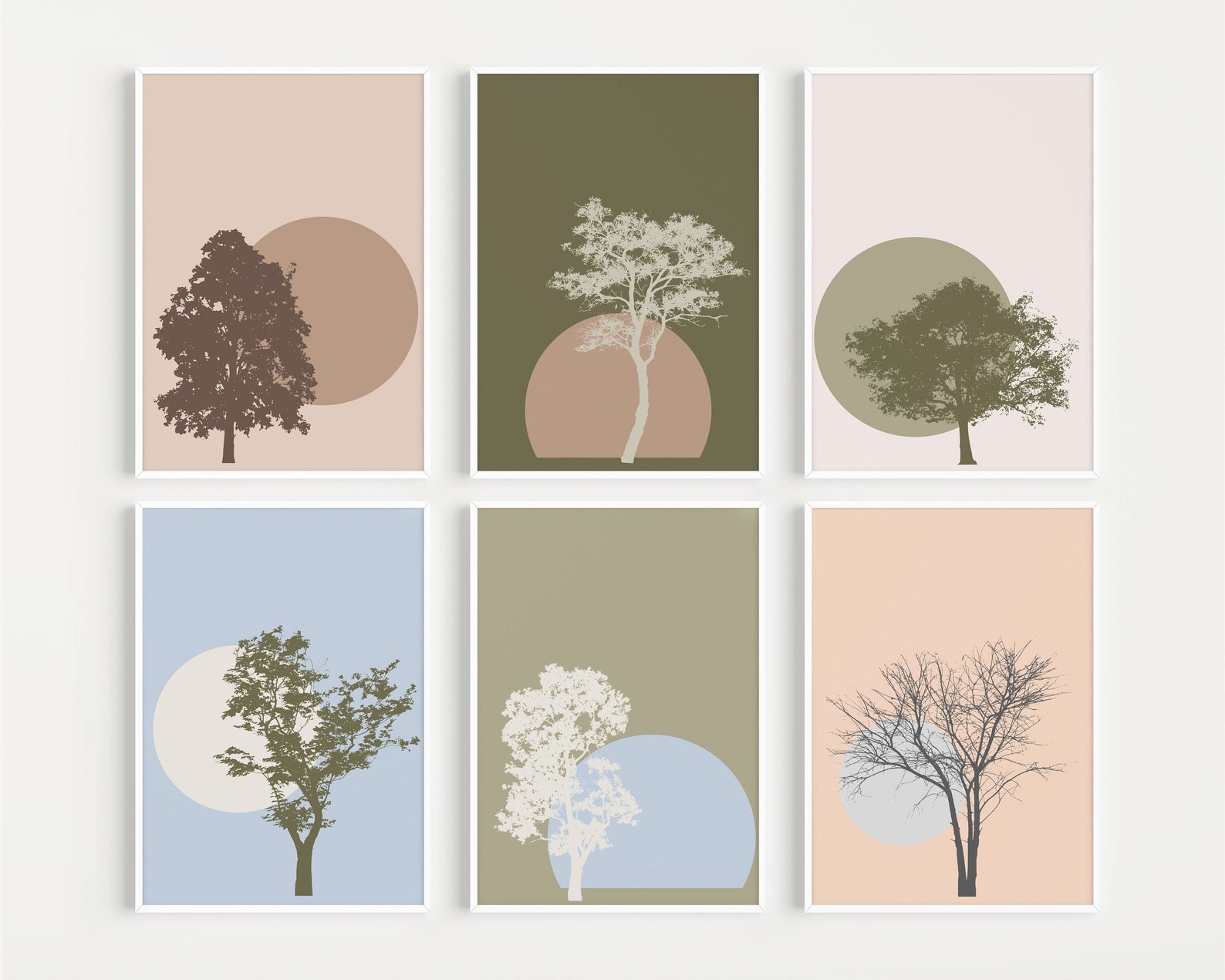 Tree Print Set Set of Prints Wall Art Set Tree Print Wall | Etsy UK