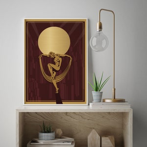 Red Art Deco, Prints, Art Deco Poster, Art Deco Print, Red Print, Red ...