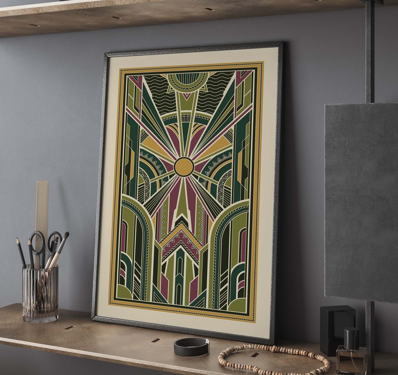 Art Deco Prints Green Art Deco Set of Prints Art Deco - Etsy