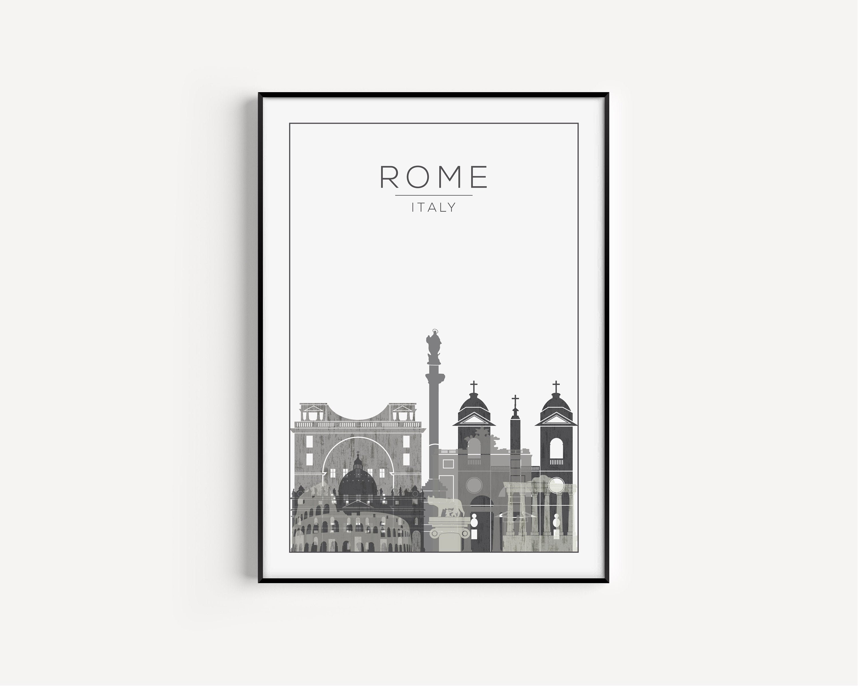 Rome Print Grey Wall Art Rome Poster Art Print Travel | Etsy