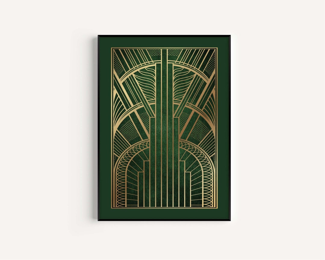 Art Deco Print, Art Deco Wall Art, Green Print, Art Deco, Green Art ...