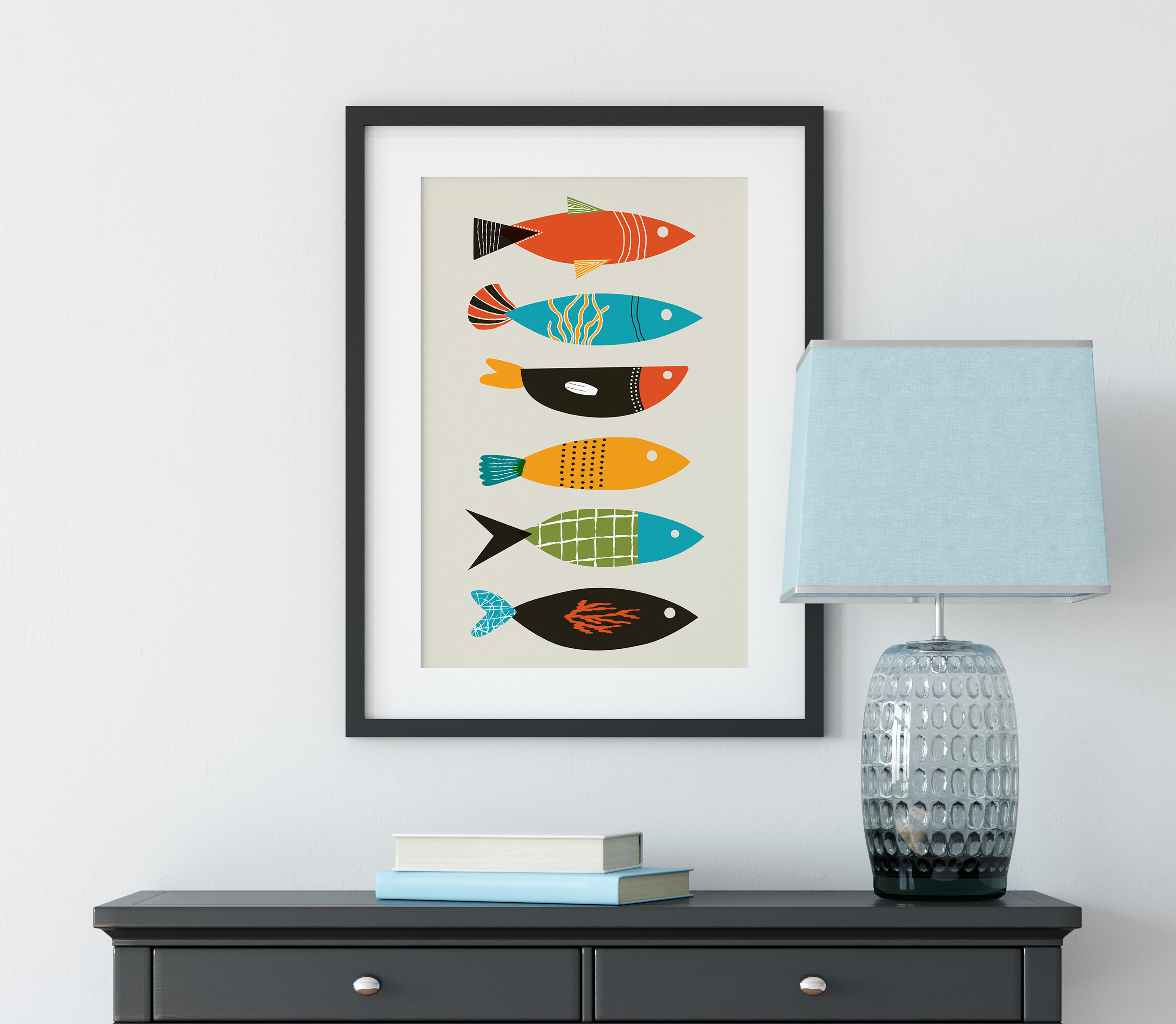 Fish Print, Wall Art, Wall Art Print, Fish Wall Art, Mid Century Modern ...