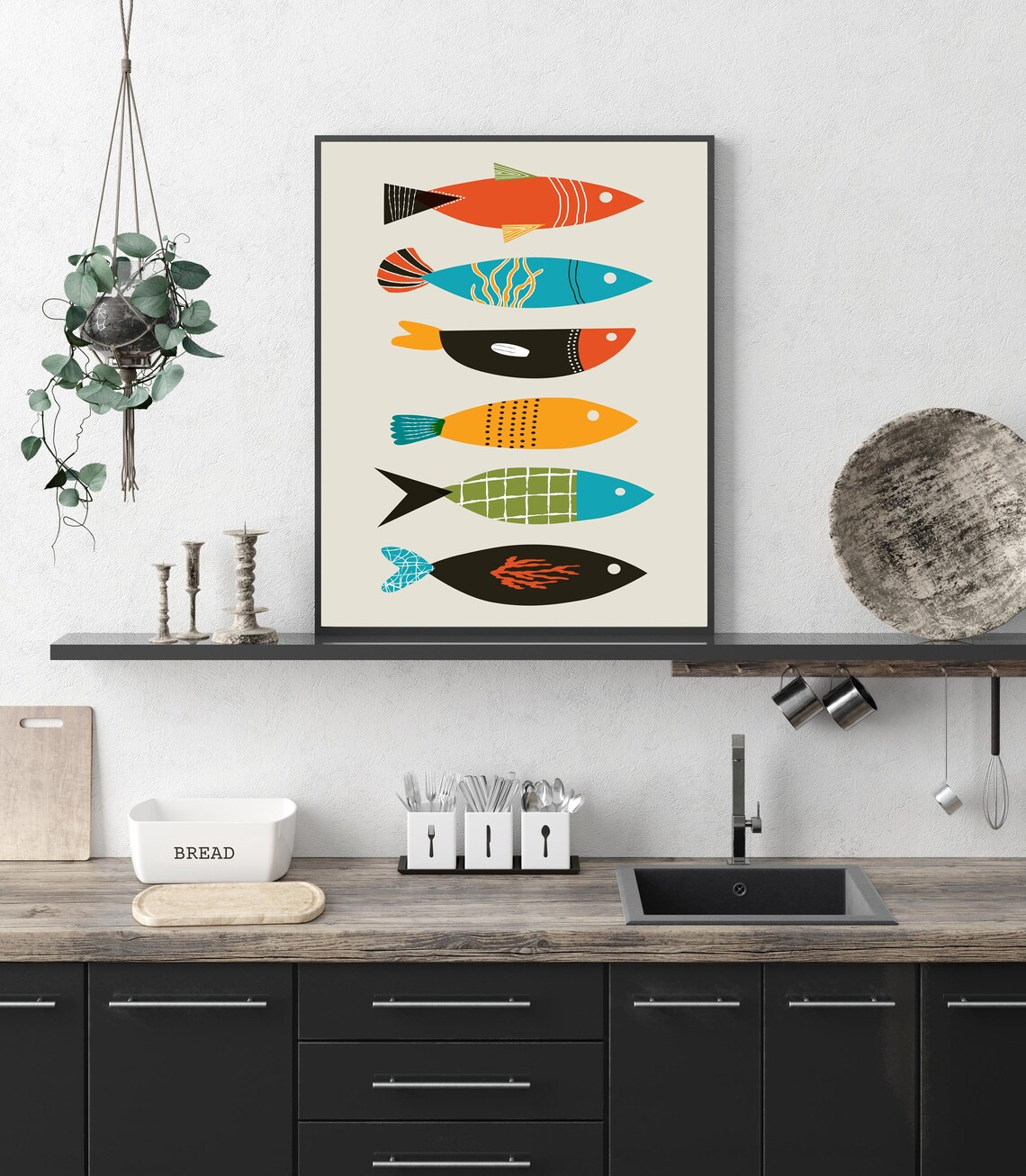 Fish Print, Wall Art, Wall Art Print, Fish Wall Art, Mid Century Modern ...