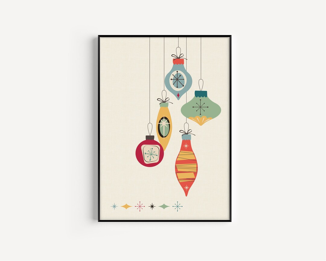 Christmas Print, Christmas, Mid Century Modern, Prints, Mid Century ...