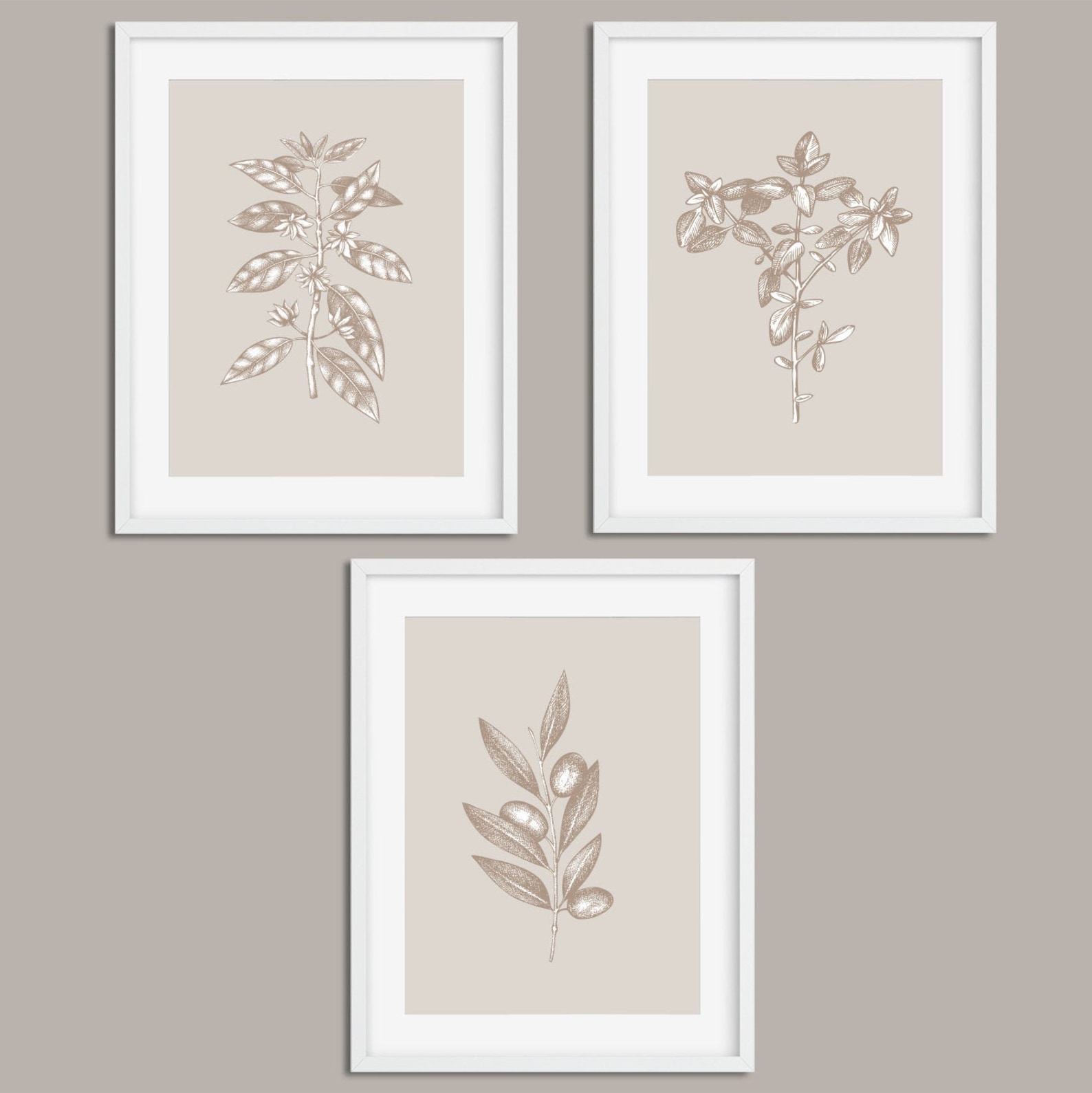 Set of Prints, Wall Art, Beige Prints, Wall Art Set, Botanical Print ...