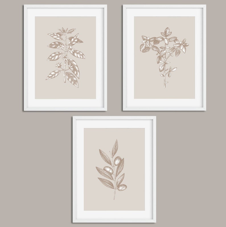 Set of Prints Wall Art Beige Prints Wall Art Set Botanical - Etsy