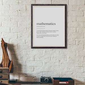 Mathematics Definition Print, Wall Art Print, Quote Print, Prints, Wall ...