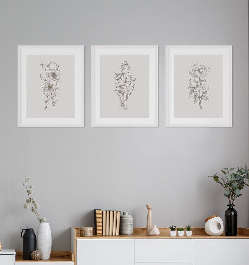 Set of Prints Grey Print Set Wall Art Set Grey Prints | Etsy UK
