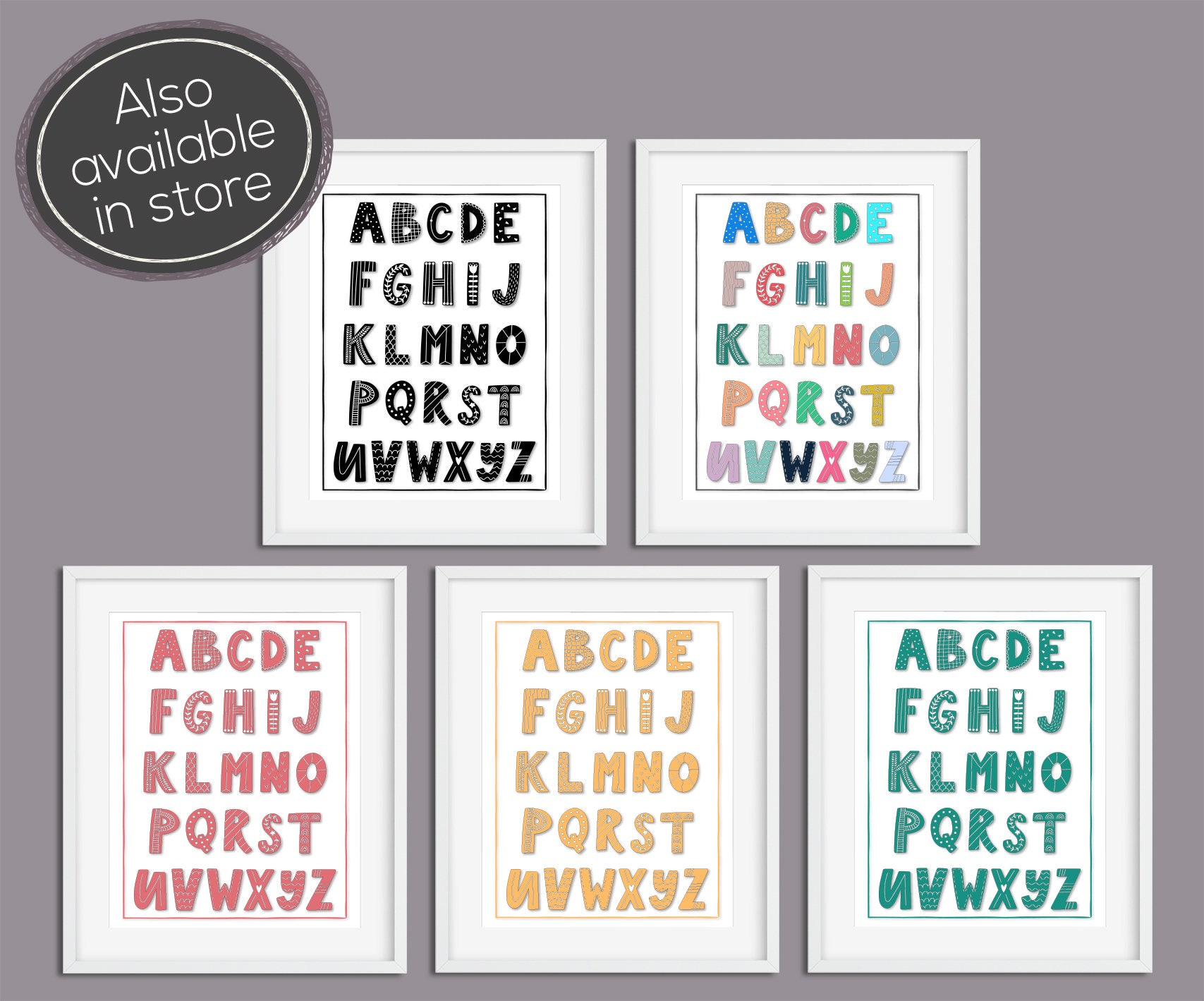 Alphabet Print Nursery Print Alphabet Poster Girls Nursery | Etsy