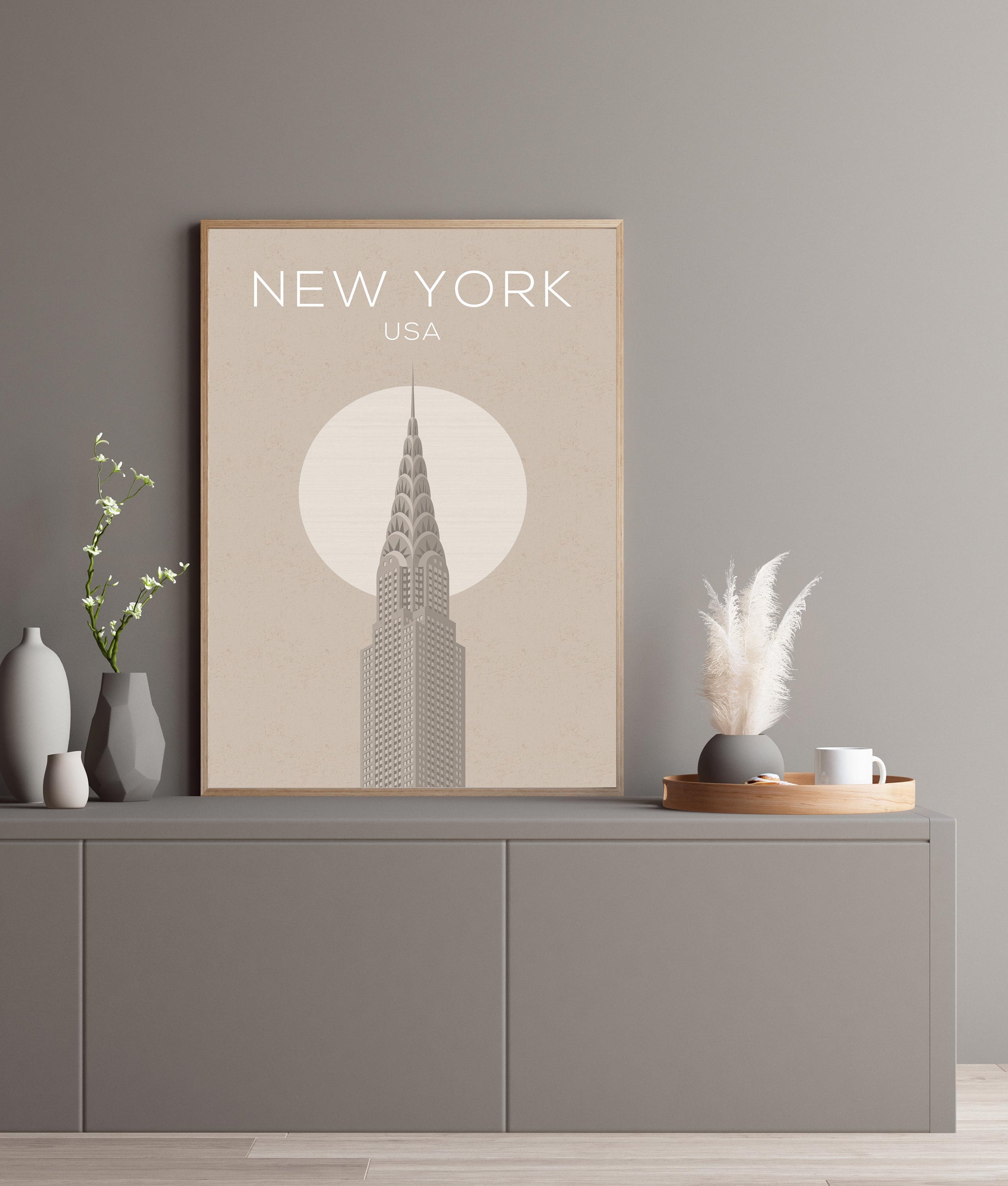 New York Poster Prints Travel Print Beige Art Print Wall | Etsy