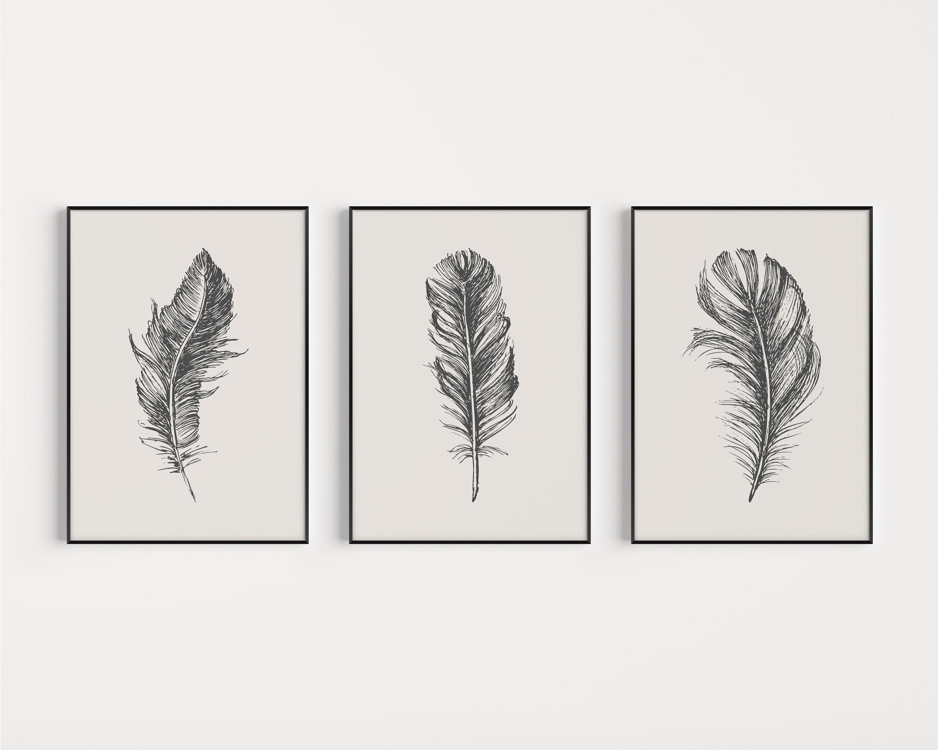 Feather Print Set, Feather Prints, Set of Prints, Art Print Set ...