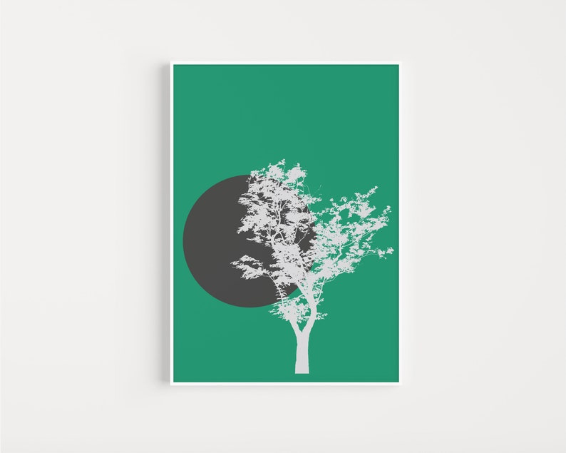 Wall Art Print, Green Print, Tree Print, Green Wall Art, Minimalist ...