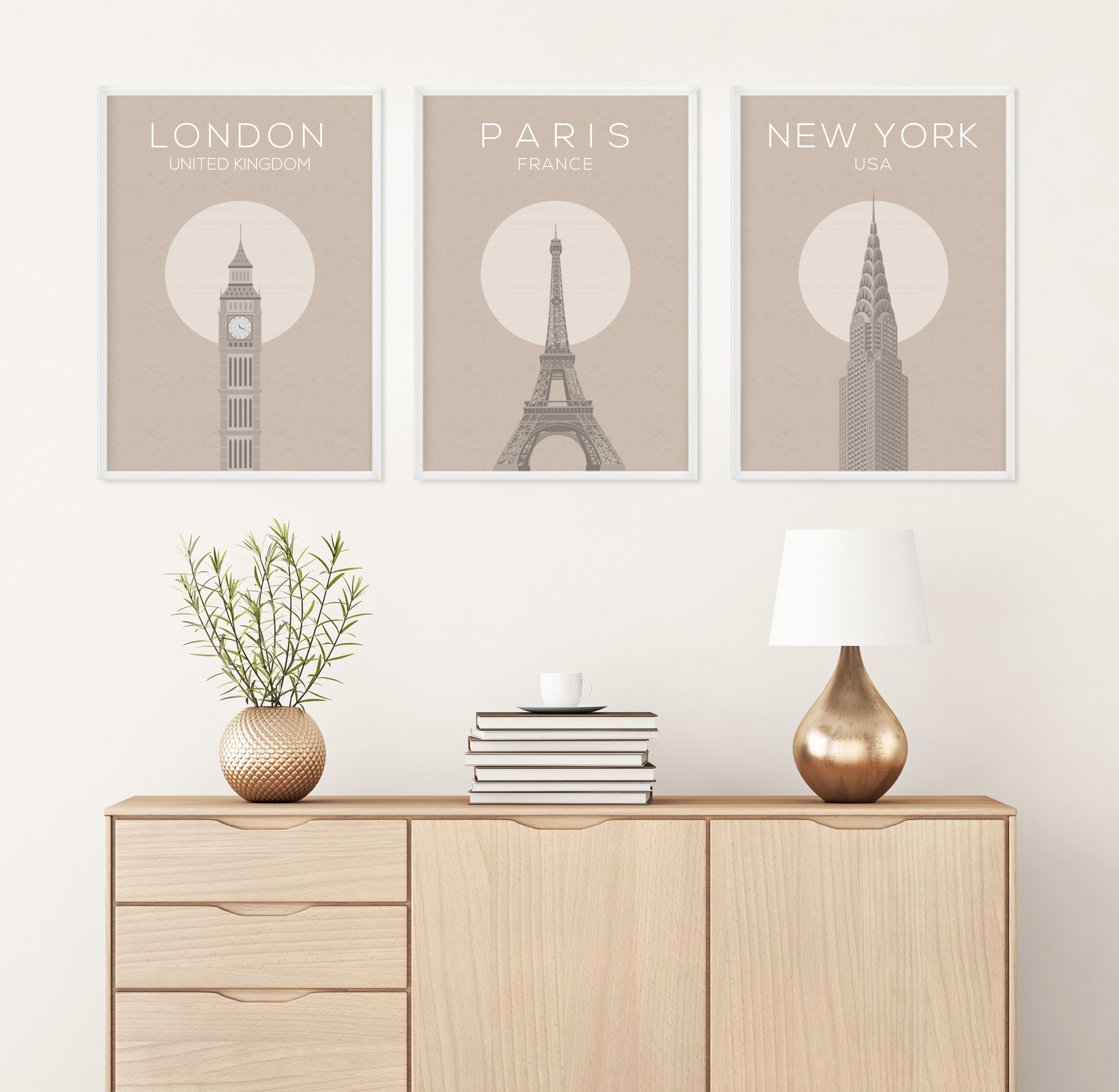 New York Poster Prints Travel Print Beige Art Print Wall | Etsy