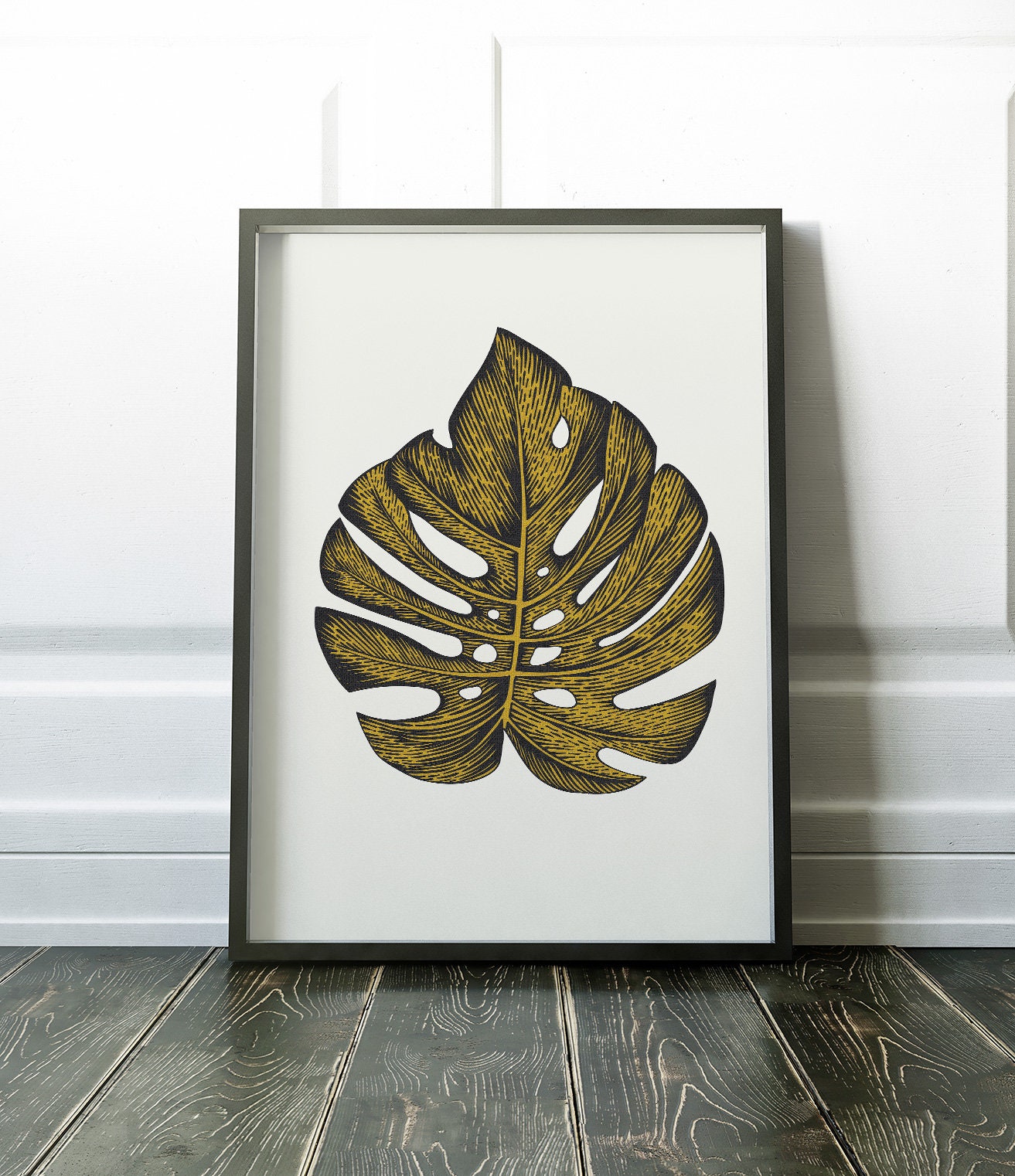 Monstera Print Art Print Botanical Print Yellow Print | Etsy