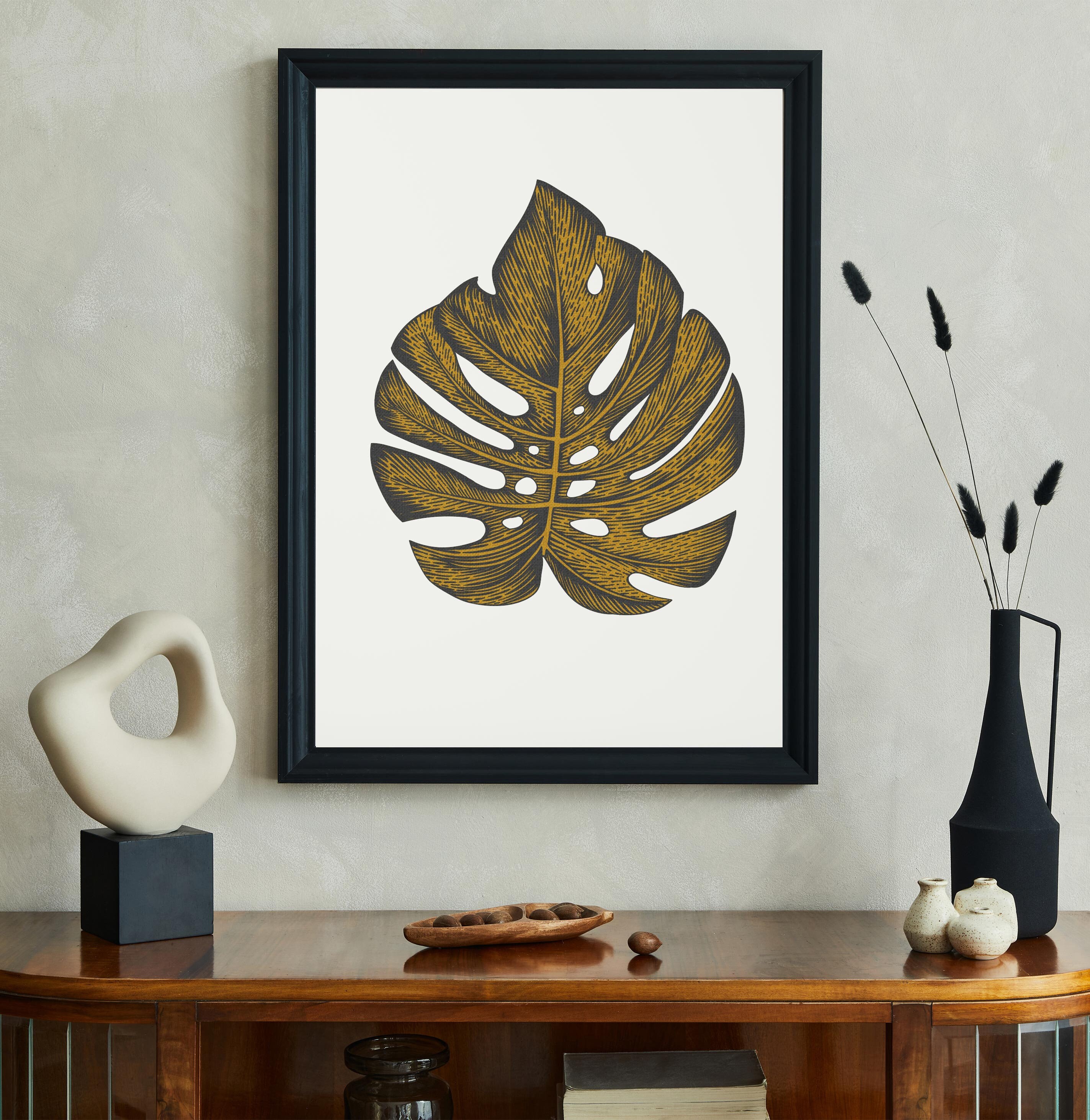 Monstera Print Art Print Botanical Print Yellow Print | Etsy