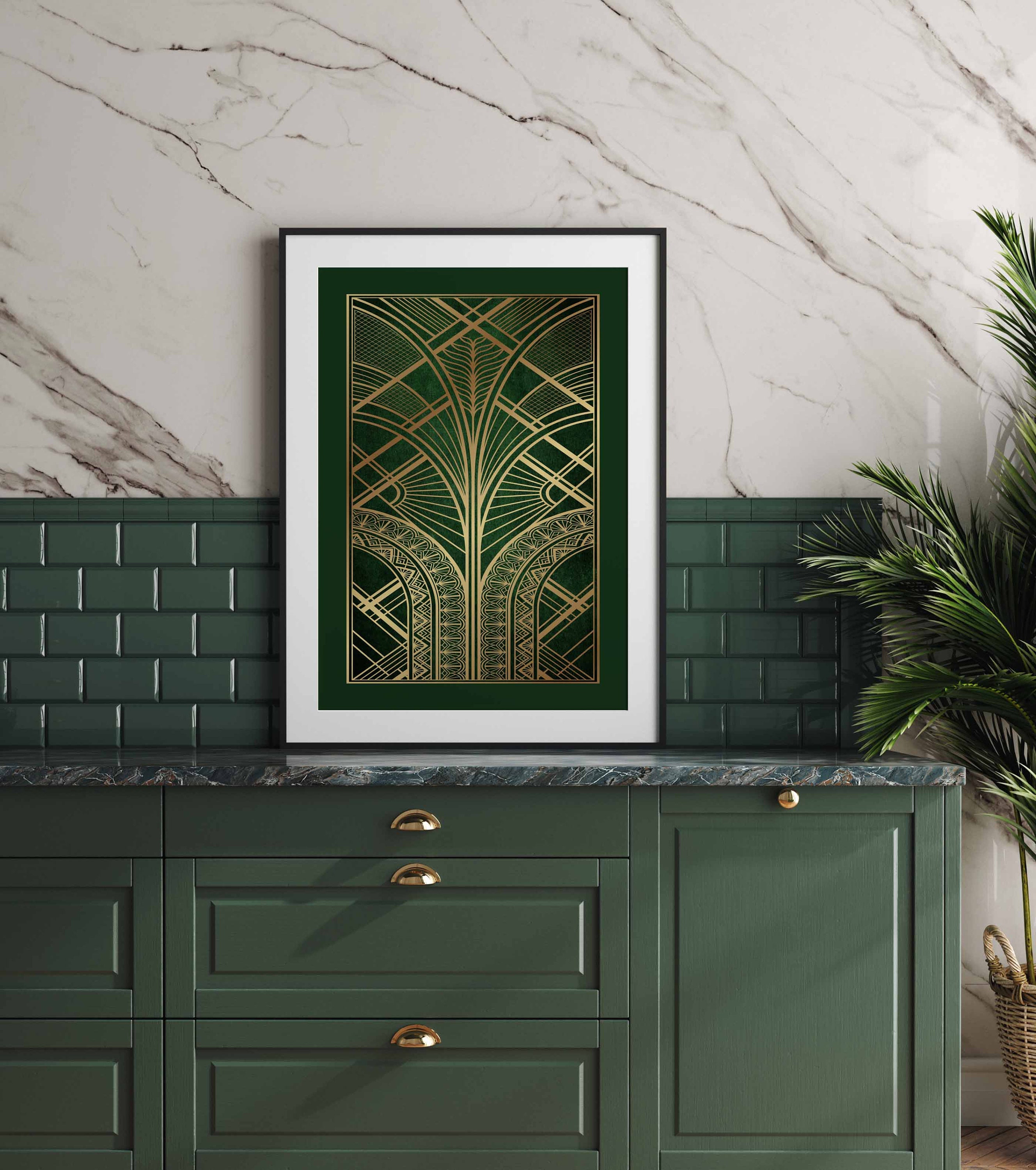Art Deco Print, Green Print, Green Art Deco, Wall Art Print, Art Deco ...