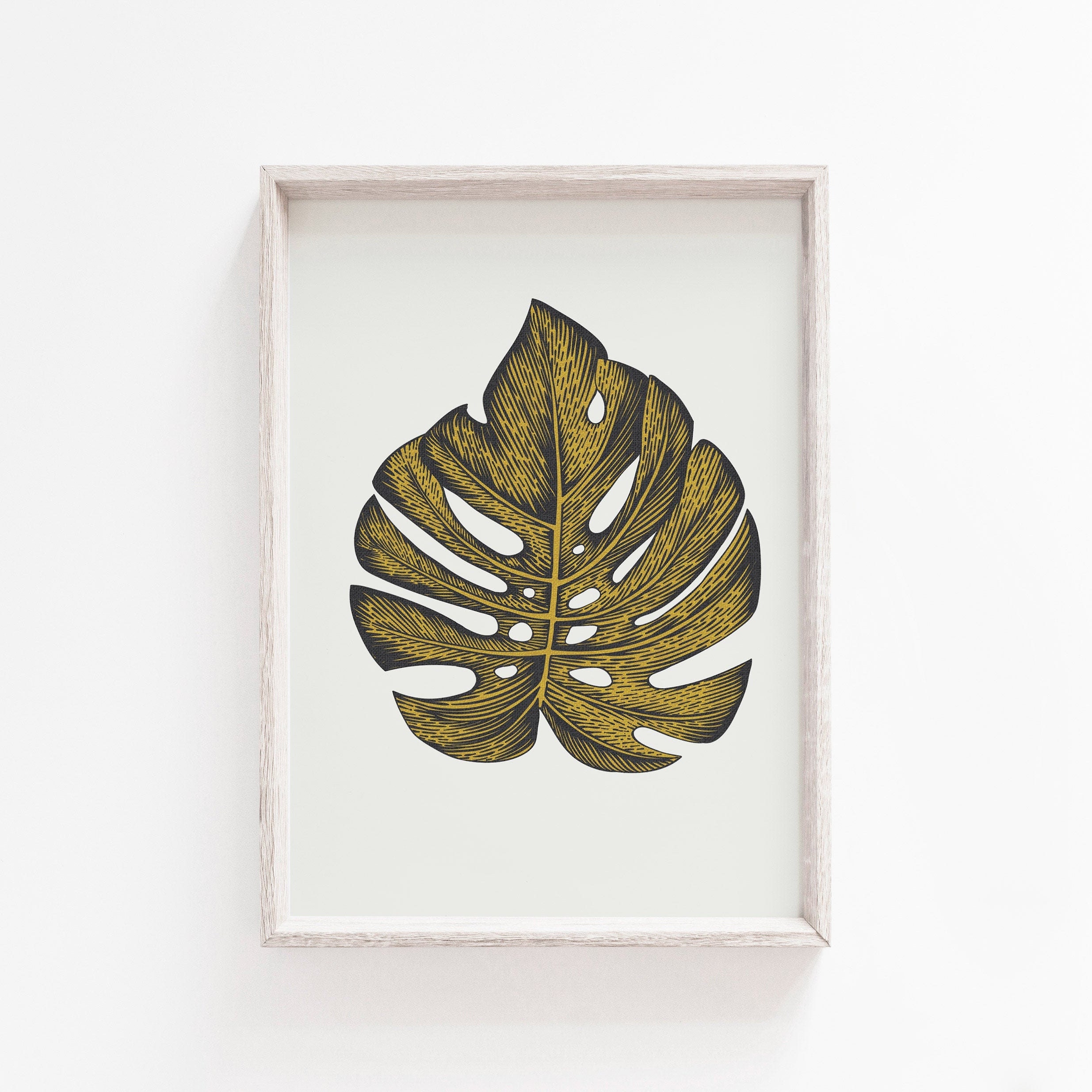 Monstera Print Art Print Botanical Print Yellow Print | Etsy