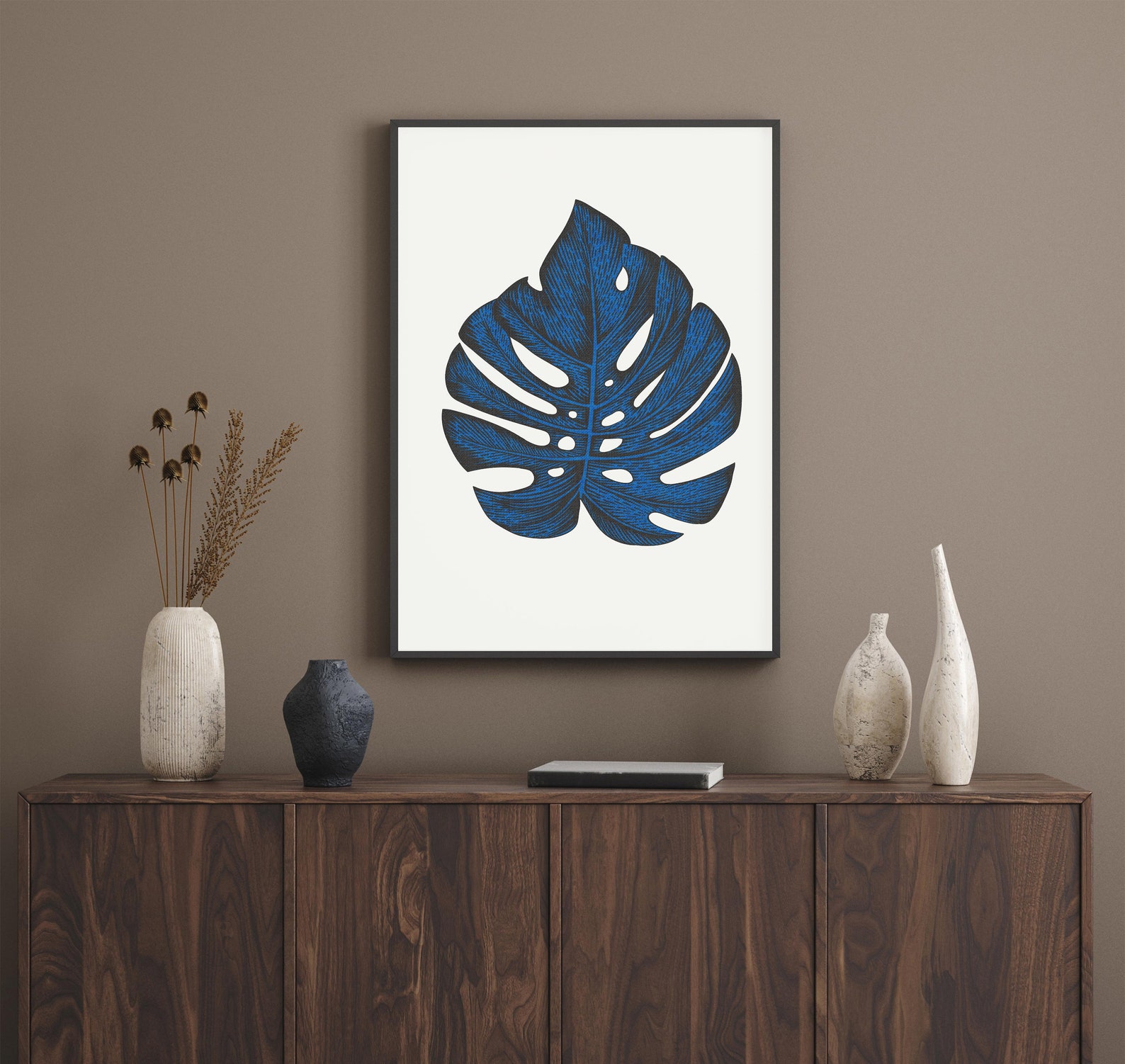 Monstera Print Blue Print Botanical Print Art Print Blue - Etsy UK