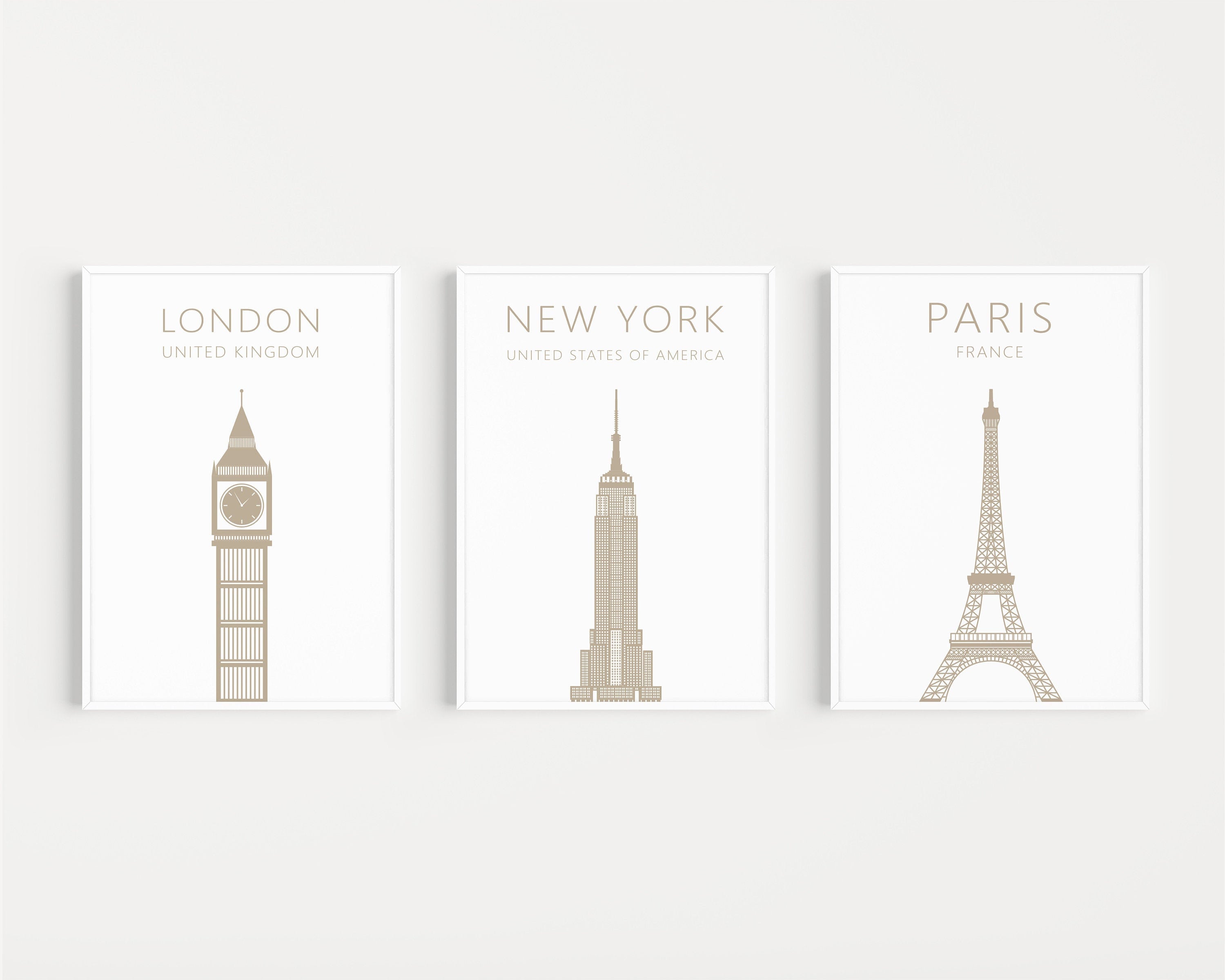 Travel Print Set, Travel Art Work, Gold Prints, Travel Posters ...