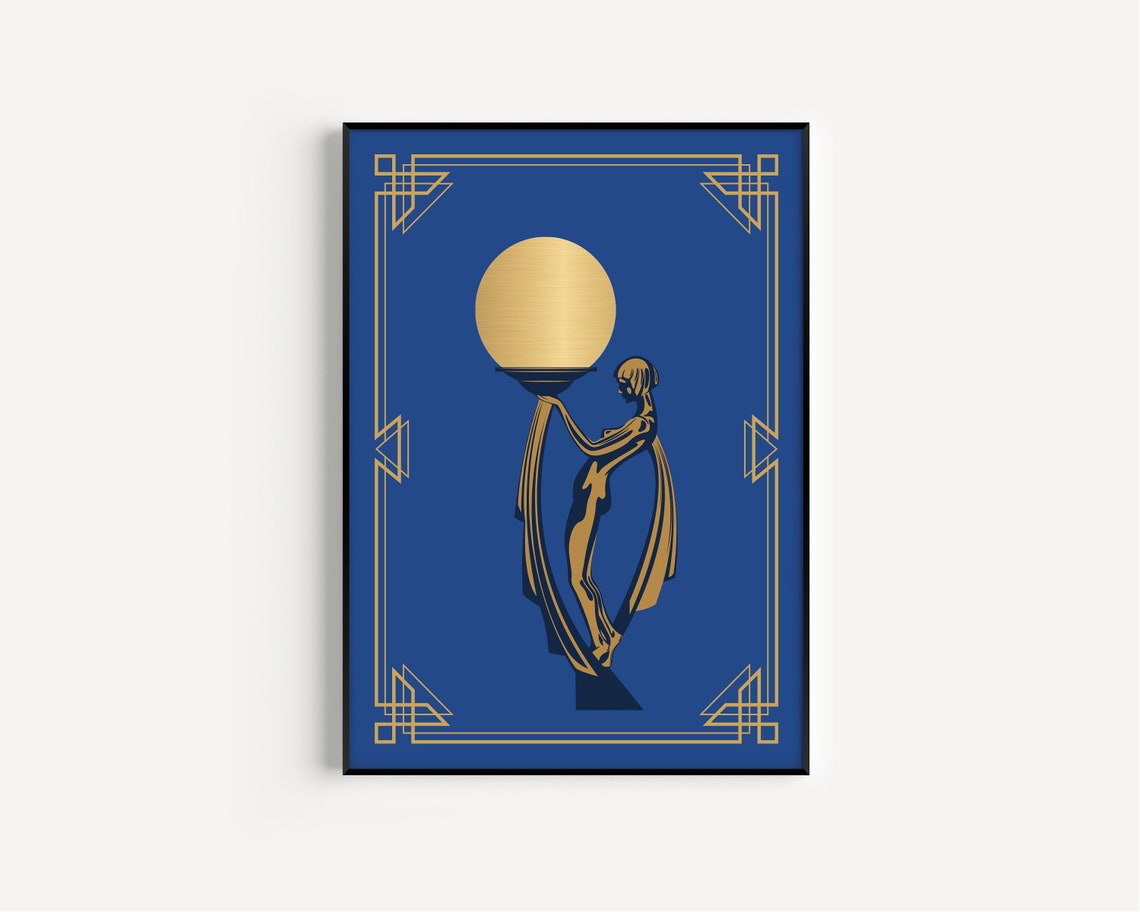 Blue Art Deco Prints Art Deco Poster Large Art Deco Prints - Etsy UK