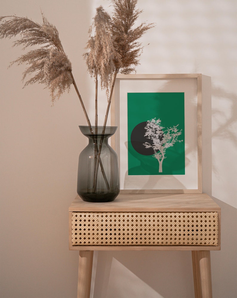 Wall Art Print, Green Print, Tree Print, Green Wall Art, Minimalist ...