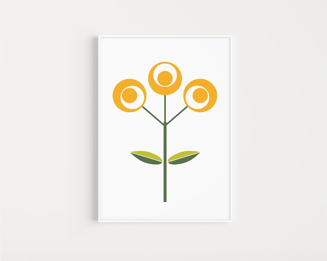 Wall Art Print Scandinavian Print Wall Art Flower Print | Etsy