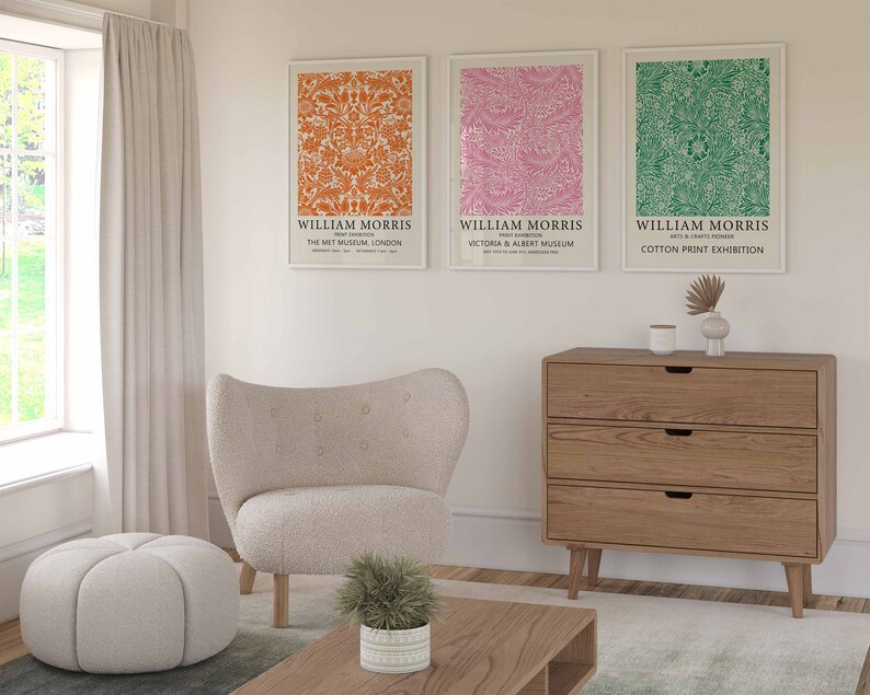 Orange Print, William Morris Poster, Floral Pattern Print, Wall Art ...