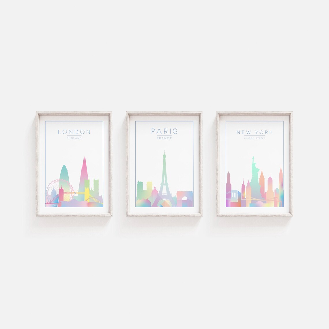 Set of Prints, Pastel Prints, Travel Poster, Travel Print Set, Pastel ...