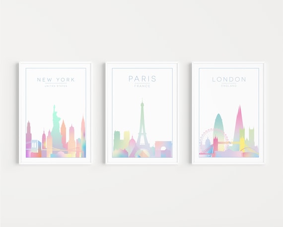 Set of Prints Pastel Prints Travel Poster Travel Print Set - Etsy UK