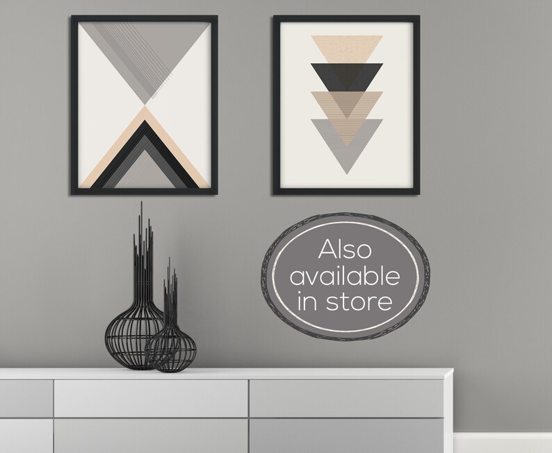 Geometric Print Wall Art Triangle Wall Art Prints | Etsy