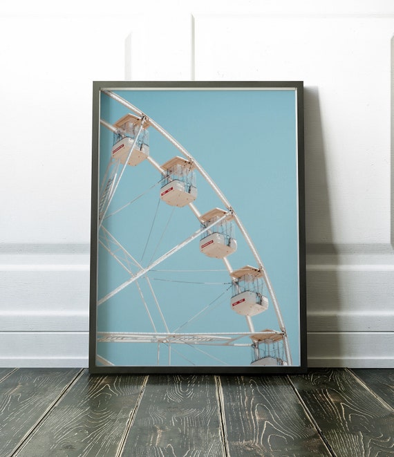 Blue Wall Art Wall Art Print Ferris Wheel Art Print Blue | Etsy