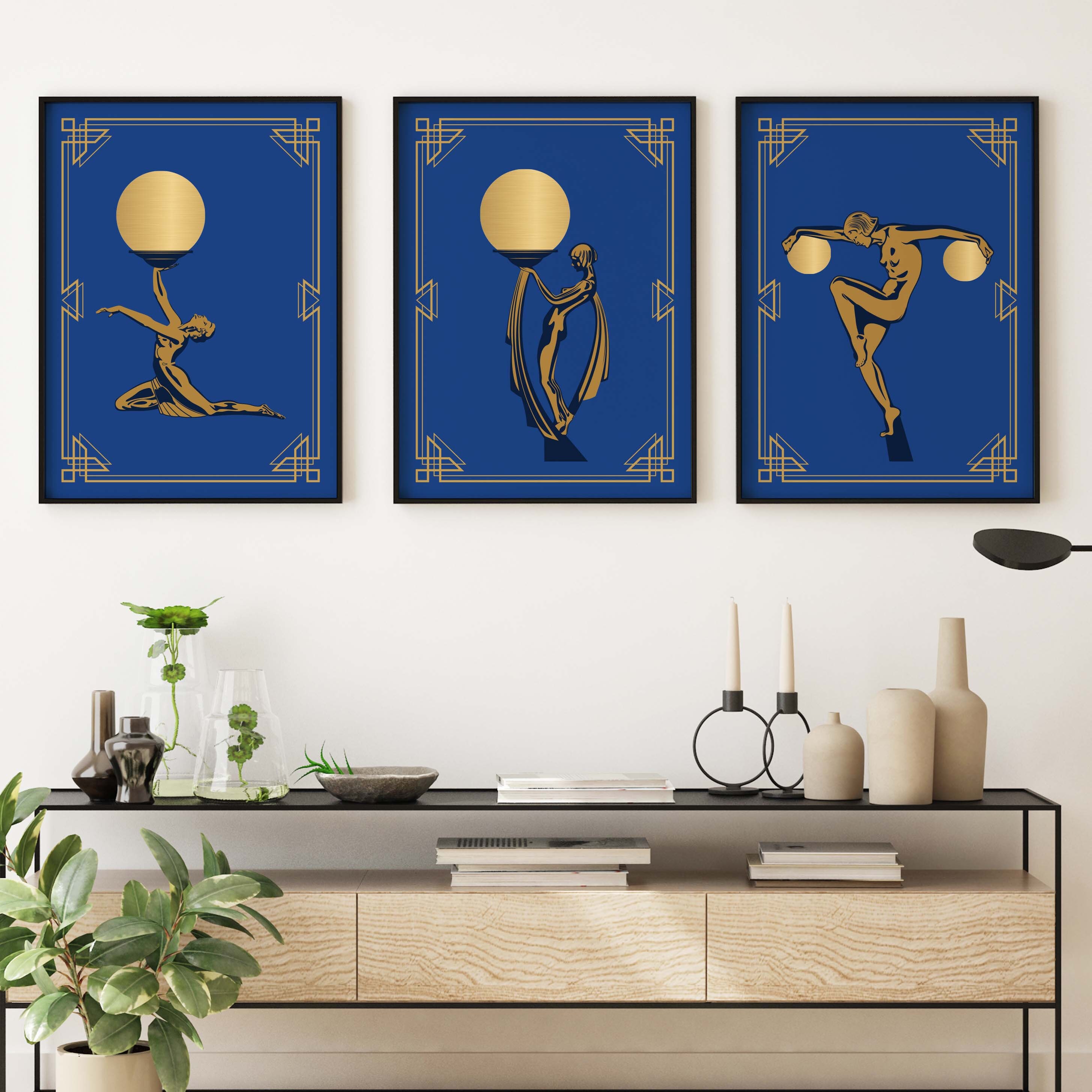 Blue Art Deco, Prints, Art Deco Poster, Large Art Deco Prints, Blue ...