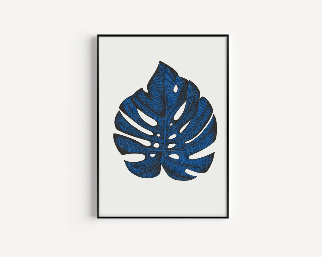 Monstera Print, Blue Print, Botanical Print, Art Print, Blue, Botanical ...
