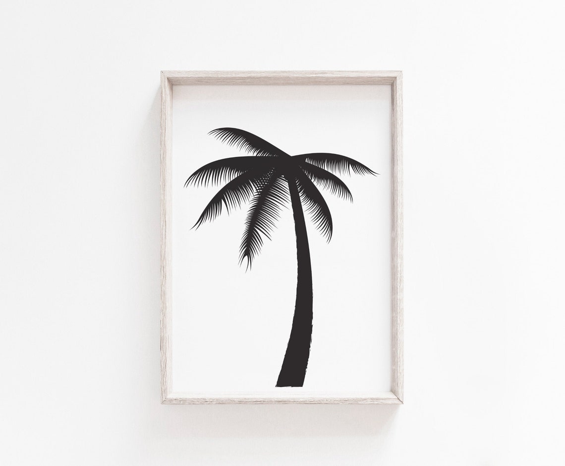 Palm Tree Print Wall Art Palm Tree Wall Art Black And White Etsy